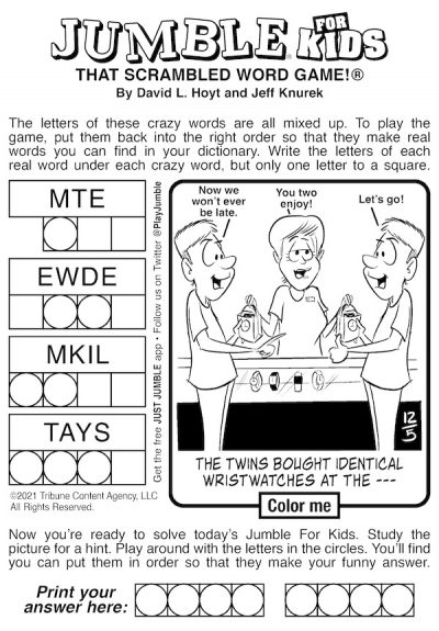 Jumble for Kids and Adults: Twins and Games | BOOMER Magazine