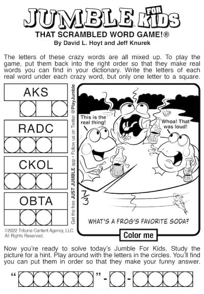 Jumble Puzzles: Frog Joke and Poker Players | BOOMER Magazine