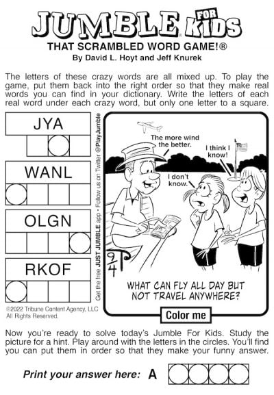 Jumble for Kids and Adults: Riddles and Spreadsheets | BOOMER Magazine