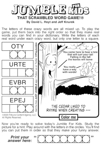 Jumble Puzzles: Talking Tree and Power Plant | BOOMER Magazine