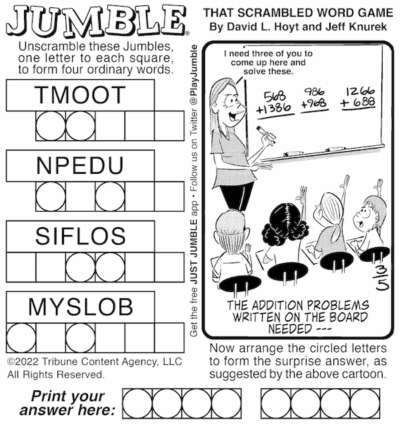 Jumble Puzzles with Bowling and Math | BOOMER Magazine