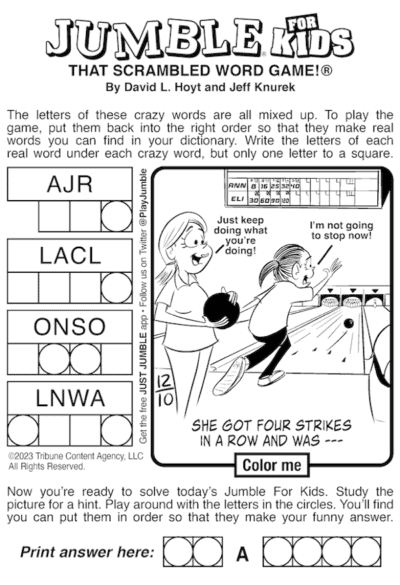 Jumble Puzzles with Bowling and Math | BOOMER Magazine