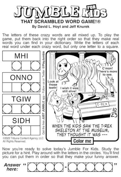 Jumble Puzzles: T-Rex and Jobs | BOOMER Magazine