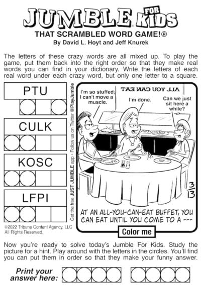 Jumble Puzzles: A Buffet of Careers | BOOMER Magazine
